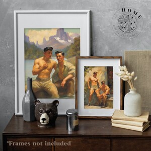 Vintage Male Body Art (set of 4), Muscle Men Poster as Printable Wall ...