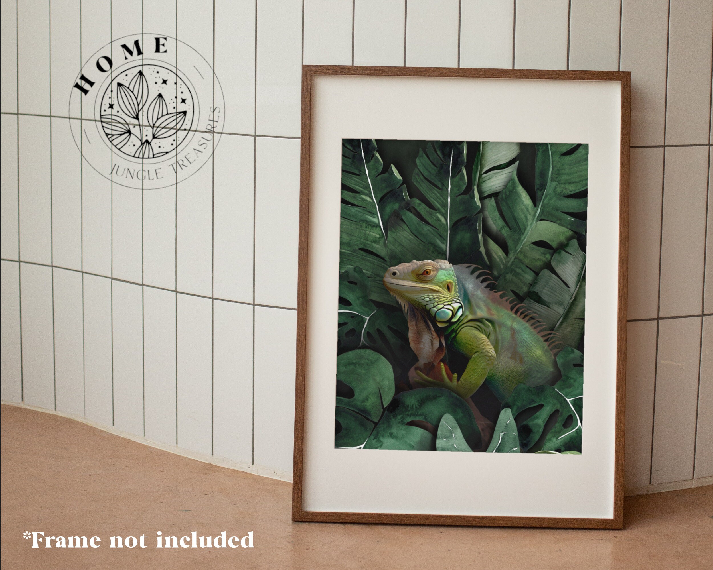 Poster "rainforest Iguana", Jungle Artwork for Boho Living Room ...