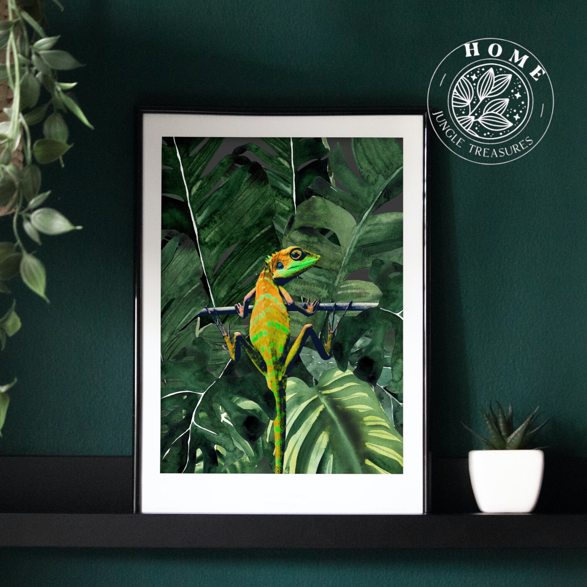 Lizard Painting Printable Poster Tropical Gecko Art Print Urban Jungle ...