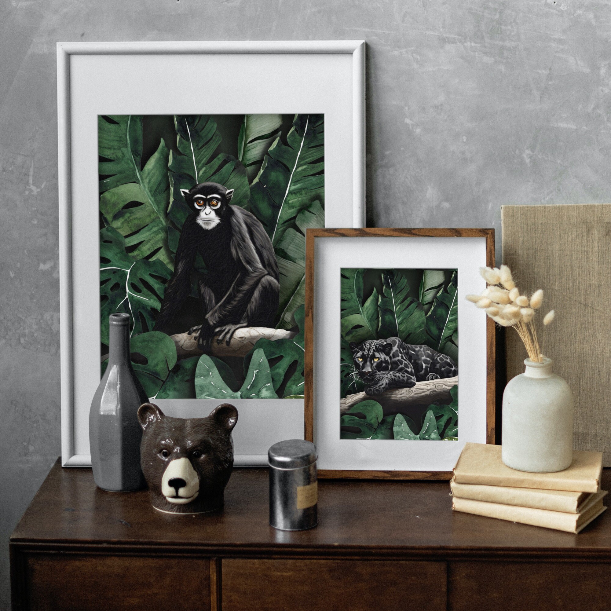 Spider Monkey Painting Printable Poster or Postcard, Tropical Art Print ...