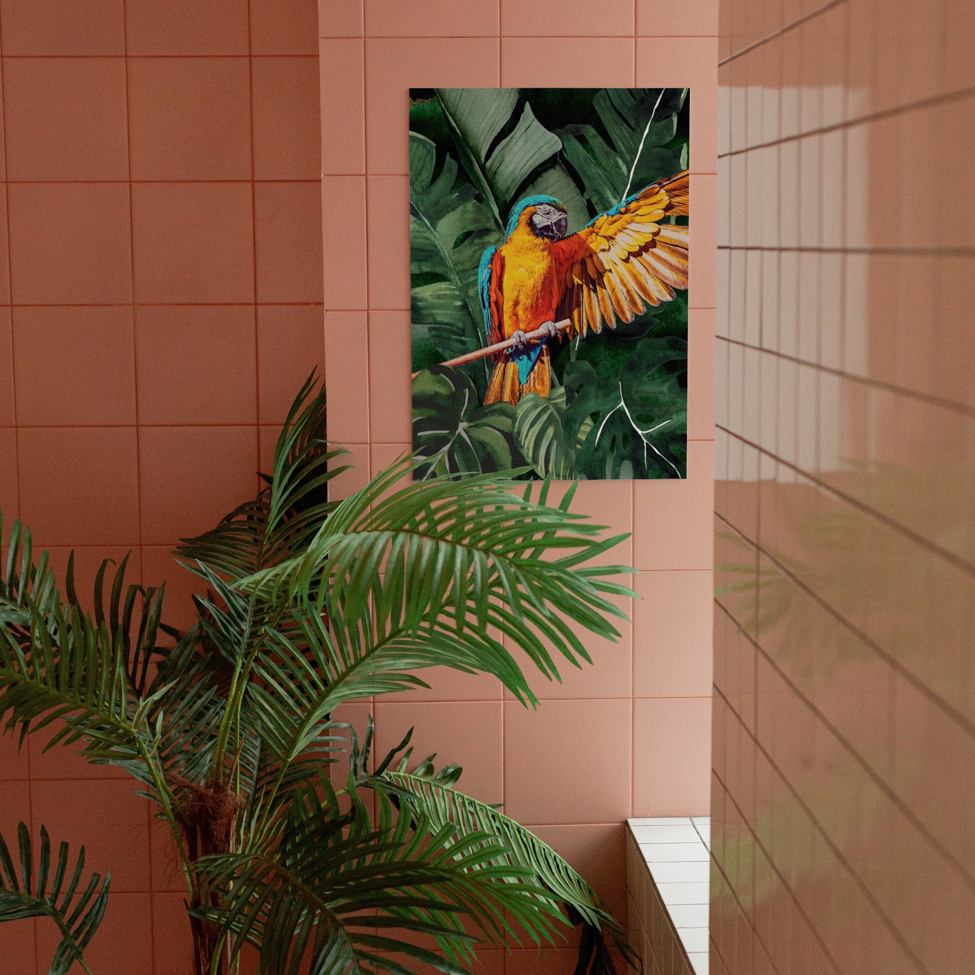 Colorful Macaw Parrot Printable Poster, Orange Bird Art Print for Urban ...