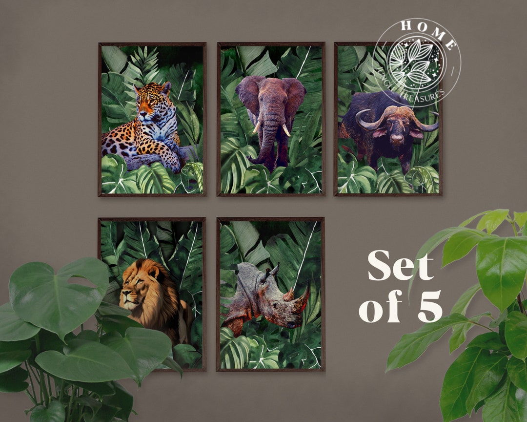 Big Five as Printable Posters, Set of 5 Prints for Urban Jungle, Great ...