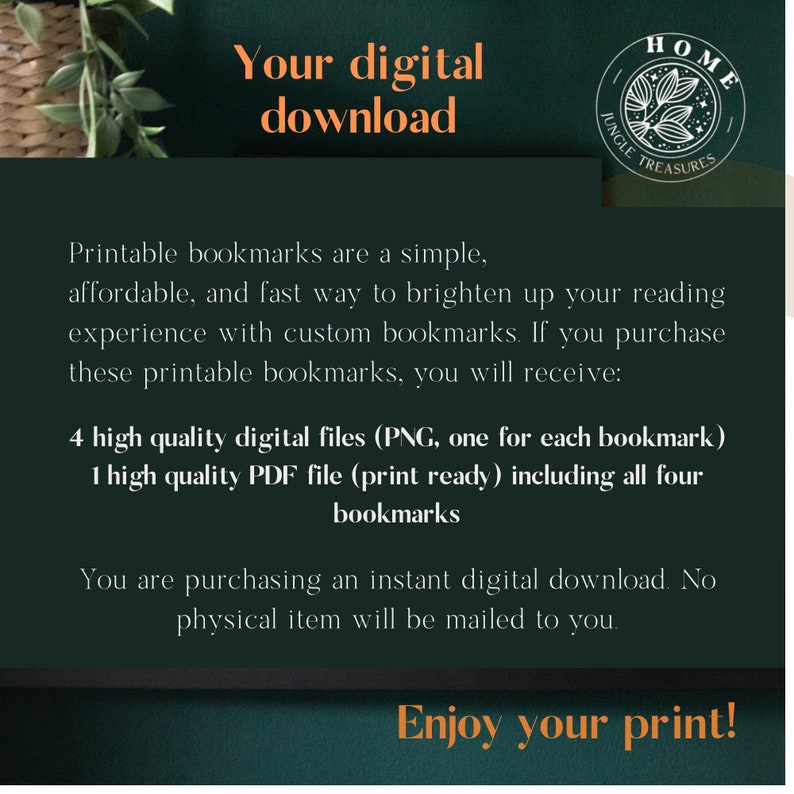 Boho Jungle Digital Bookmarks (set of 4), Rainforest Animals Unique ...