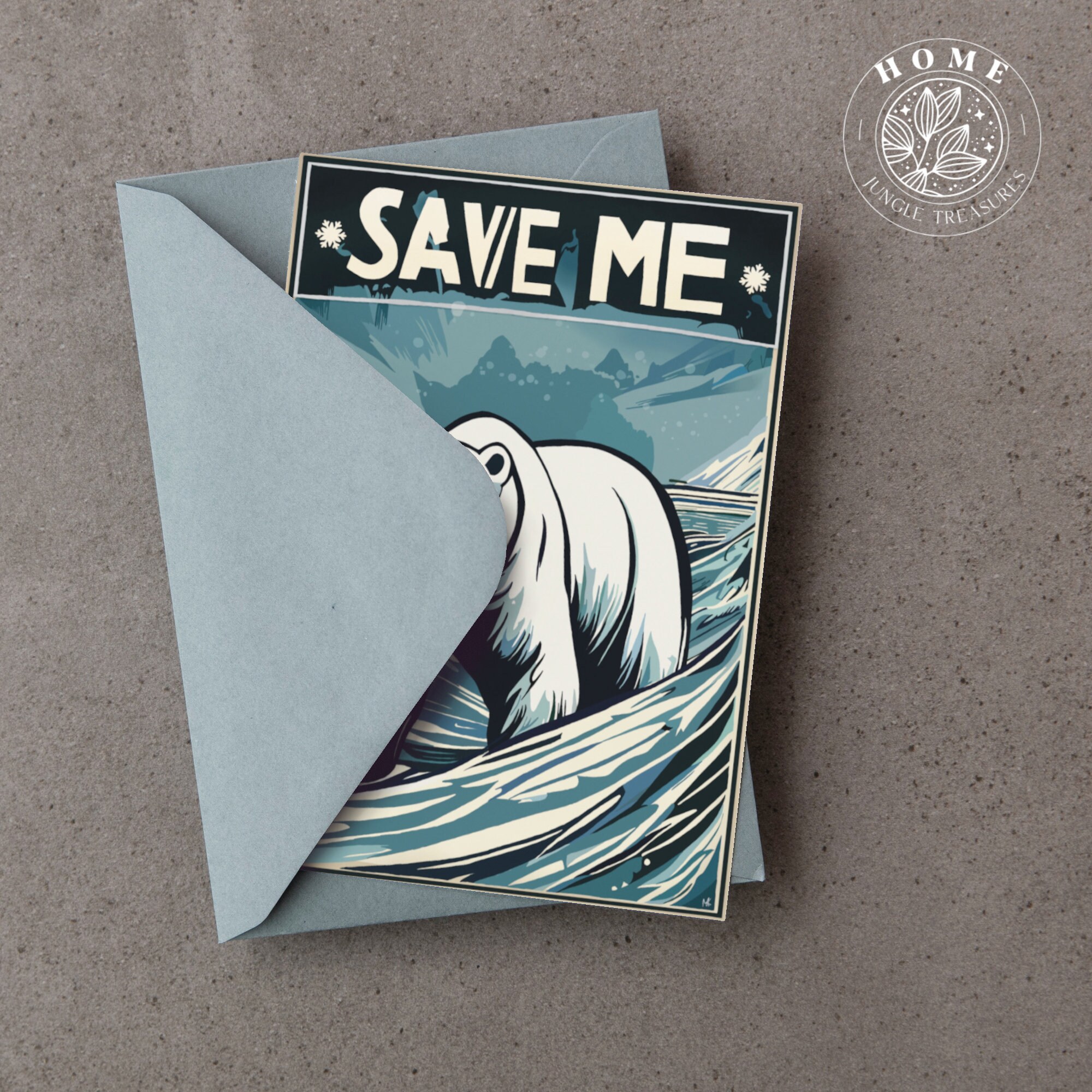 Animal save Me Street Art set of 2, Climate Change Poster or Postcard ...