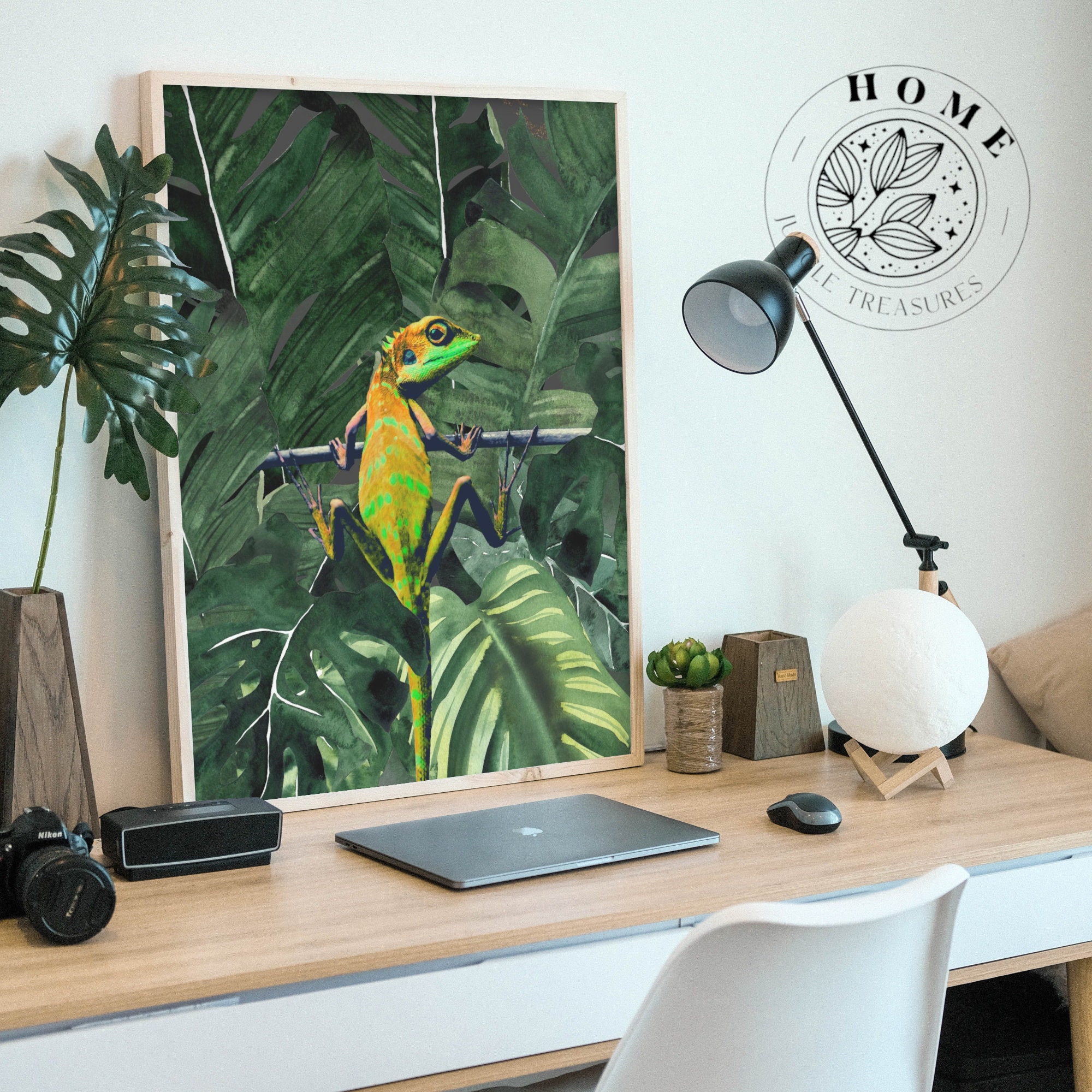 Lizard Painting Printable Poster Tropical Gecko Art Print Urban Jungle ...
