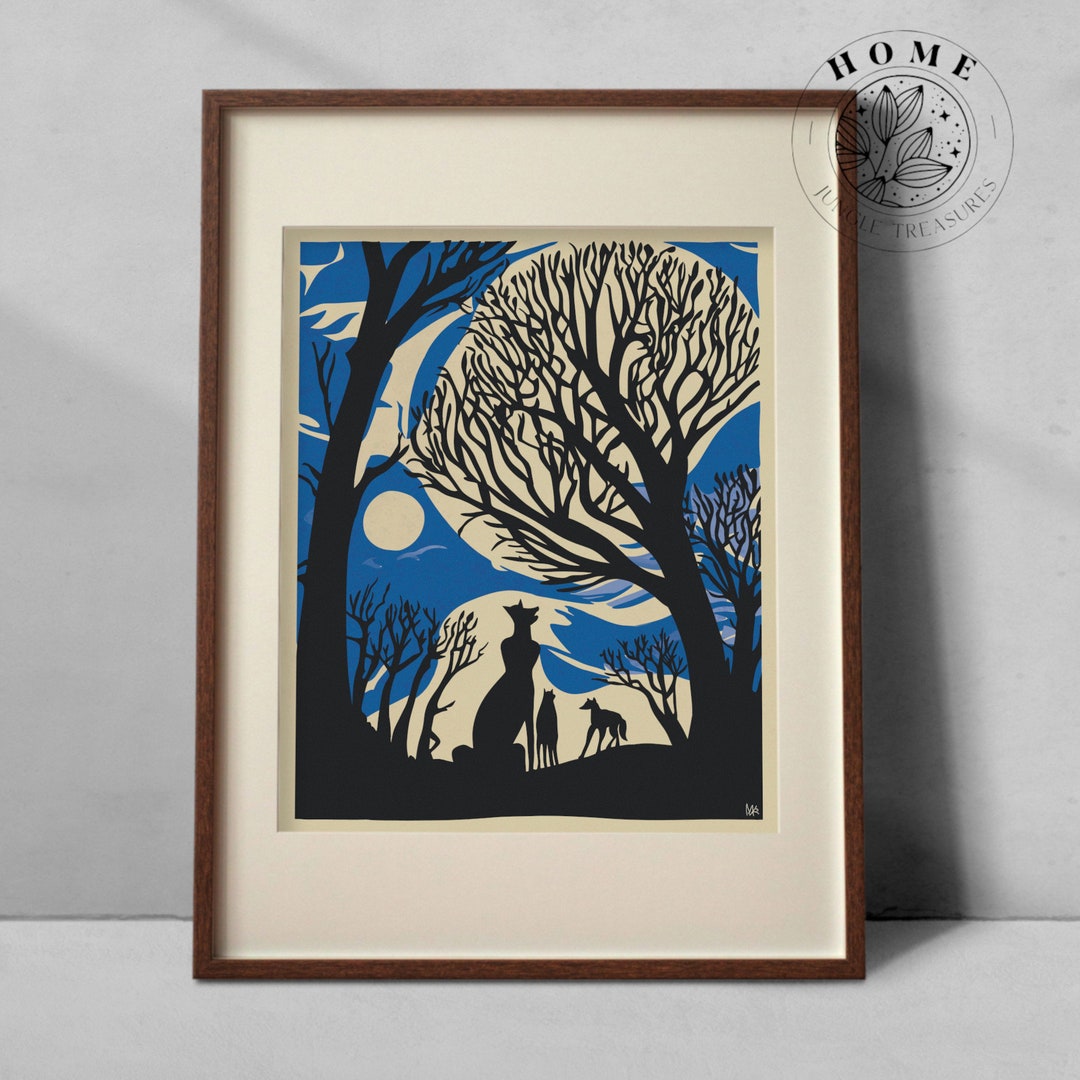 Abstract Painting "howling Wolves" (set of 2), Boho Digital Art for ...