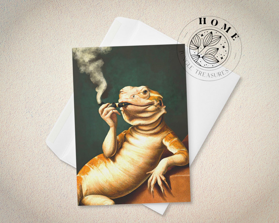 Smoking Lizard Greeting Card, Street Art Postcard With Envelope, Fun ...