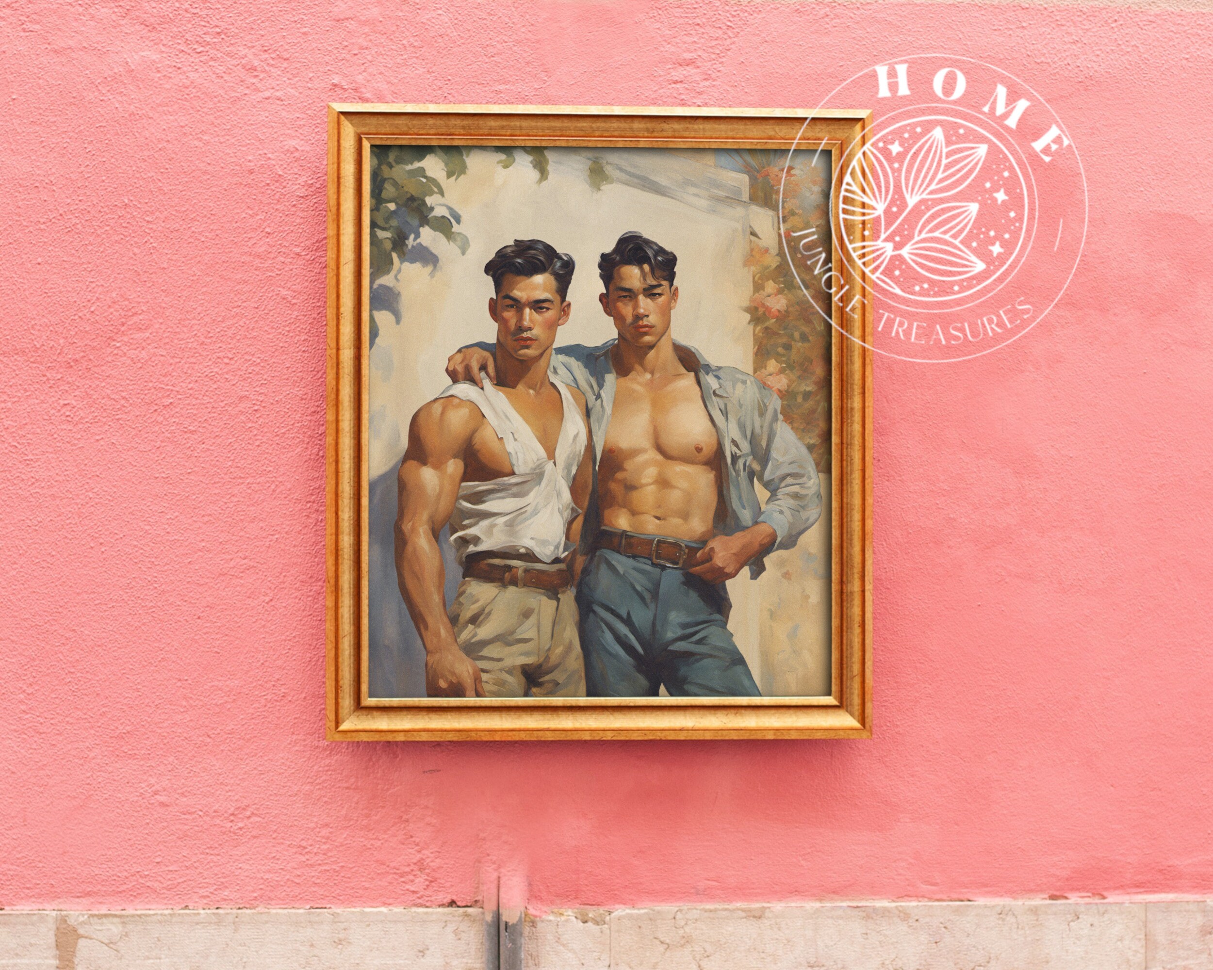 Vintage Muscular Male Body Art the Sunny Day, Muscle Men Poster as ...