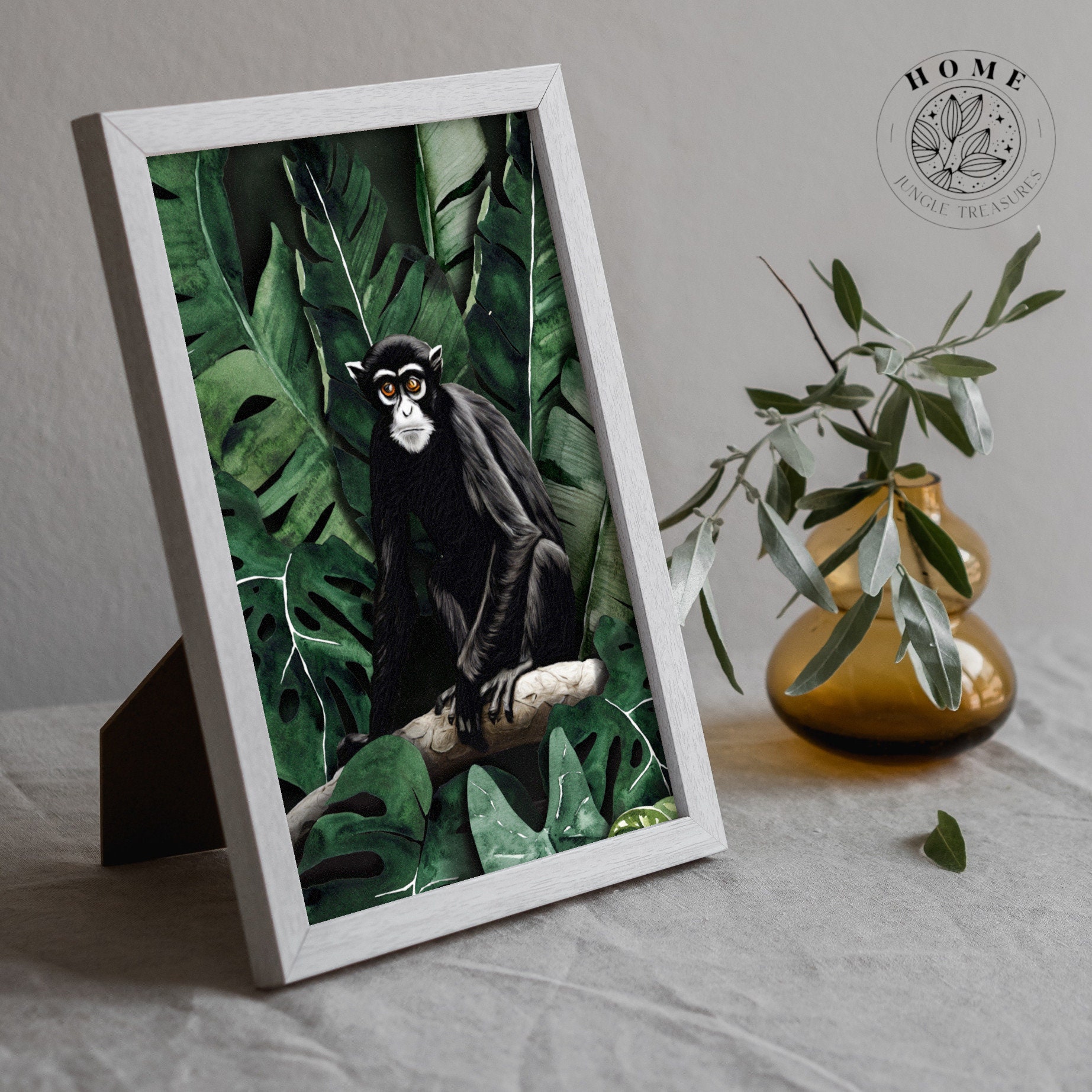 Spider Monkey Painting Printable Poster or Postcard, Tropical Art Print ...