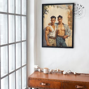 Vintage Muscular Male Body Art "the Sunny Day", Muscle Men Poster as ...