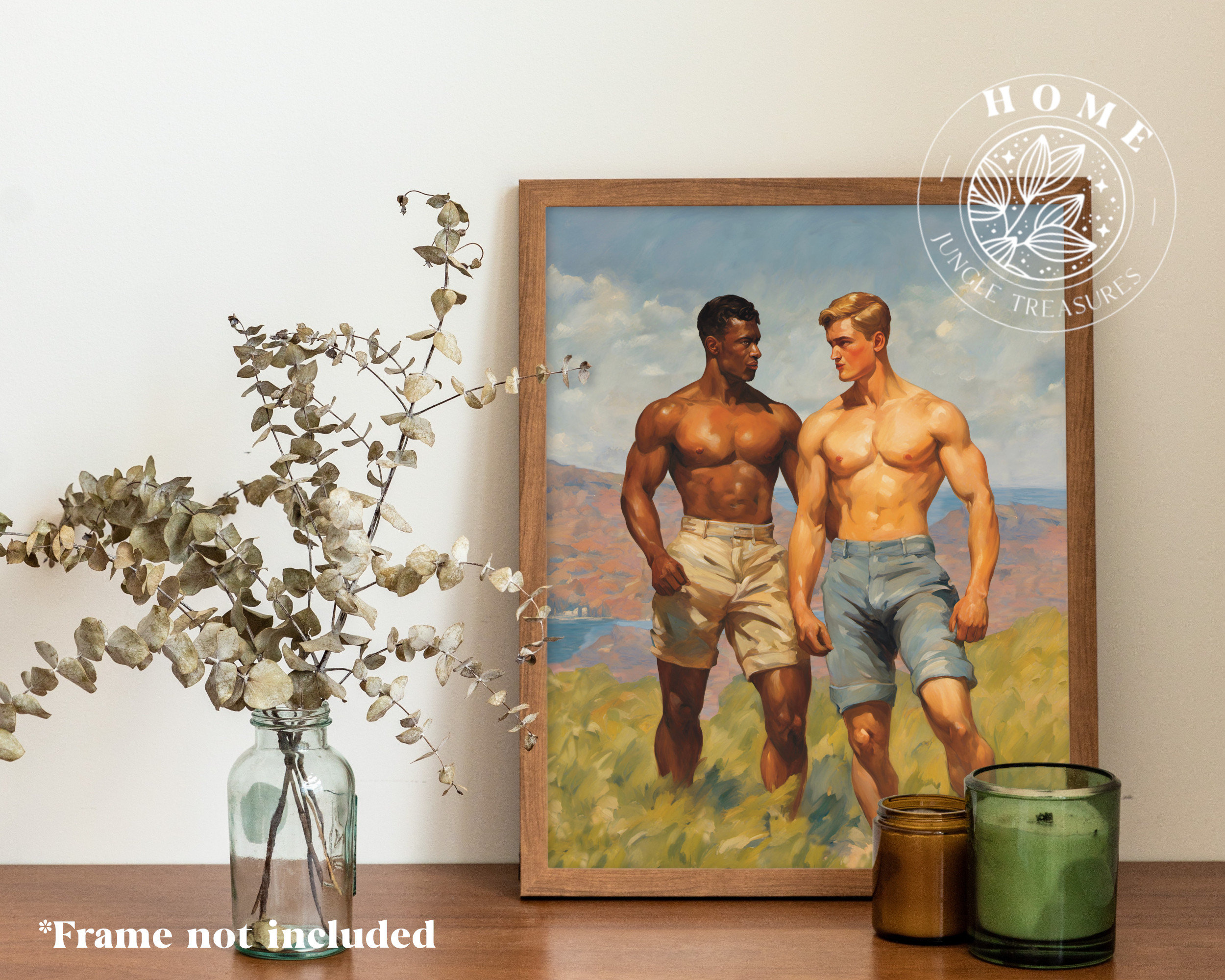 Poster "the Hike", Vintage Muscular Male Body Art, Muscle Men Printed ...