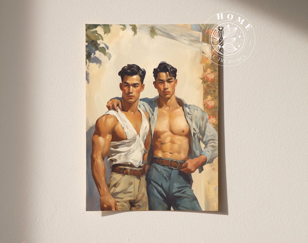 Poster "the Sunny Day", Vintage Male Body Art, Muscle Men Painting ...