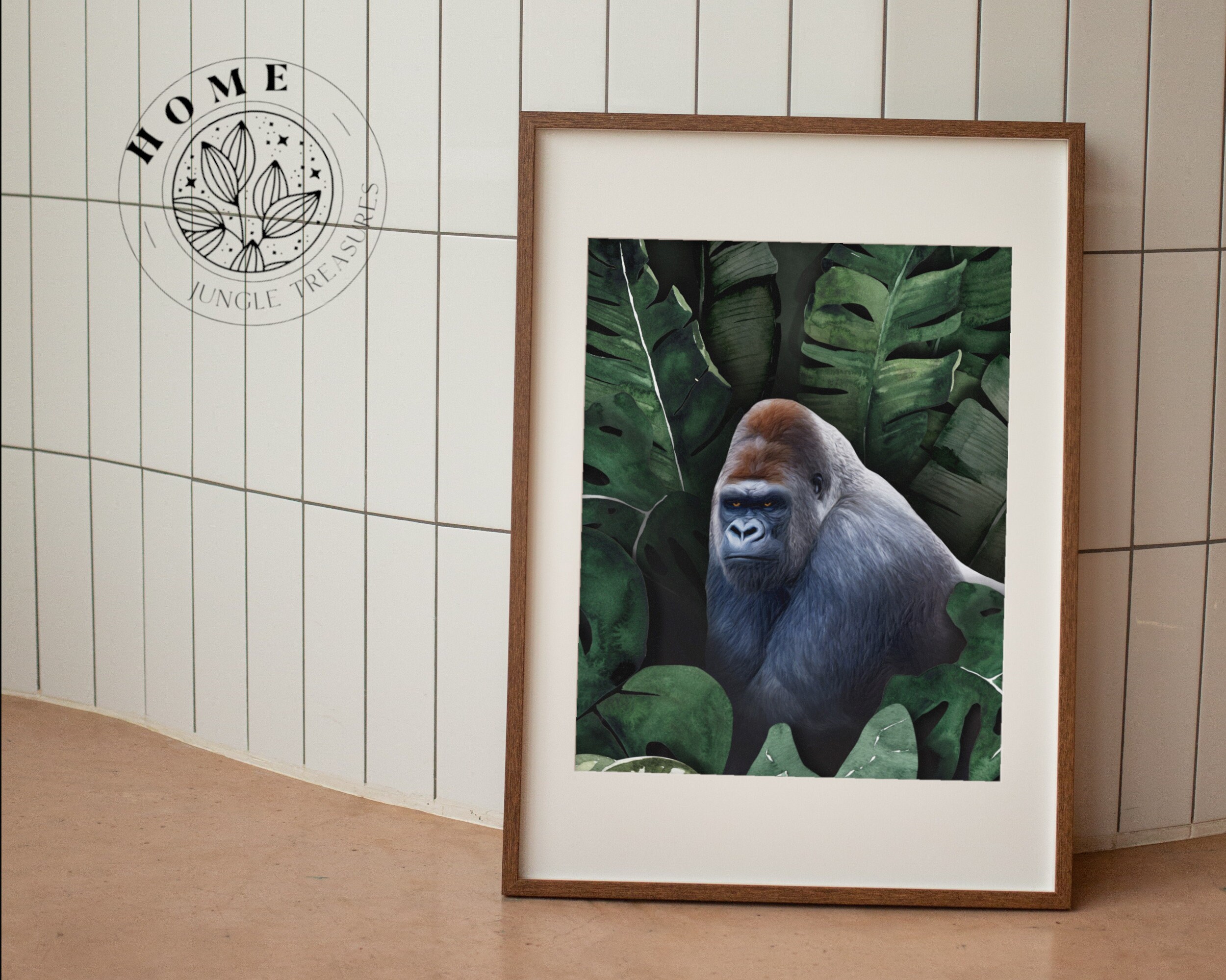 Silverback Gorilla Painting Printable Poster or Postcard, Tropical Art ...