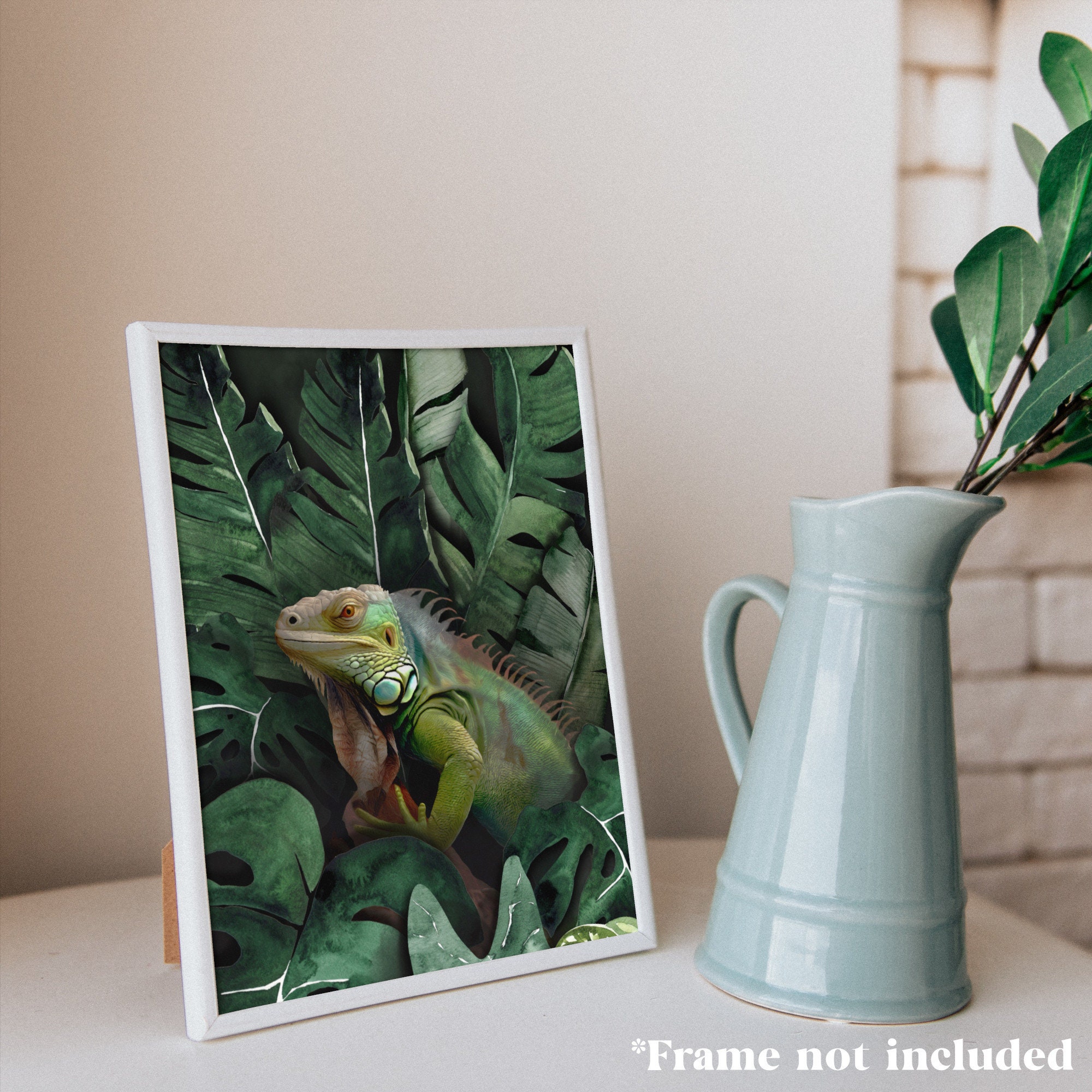 Poster "rainforest Iguana", Jungle Artwork for Boho Living Room ...