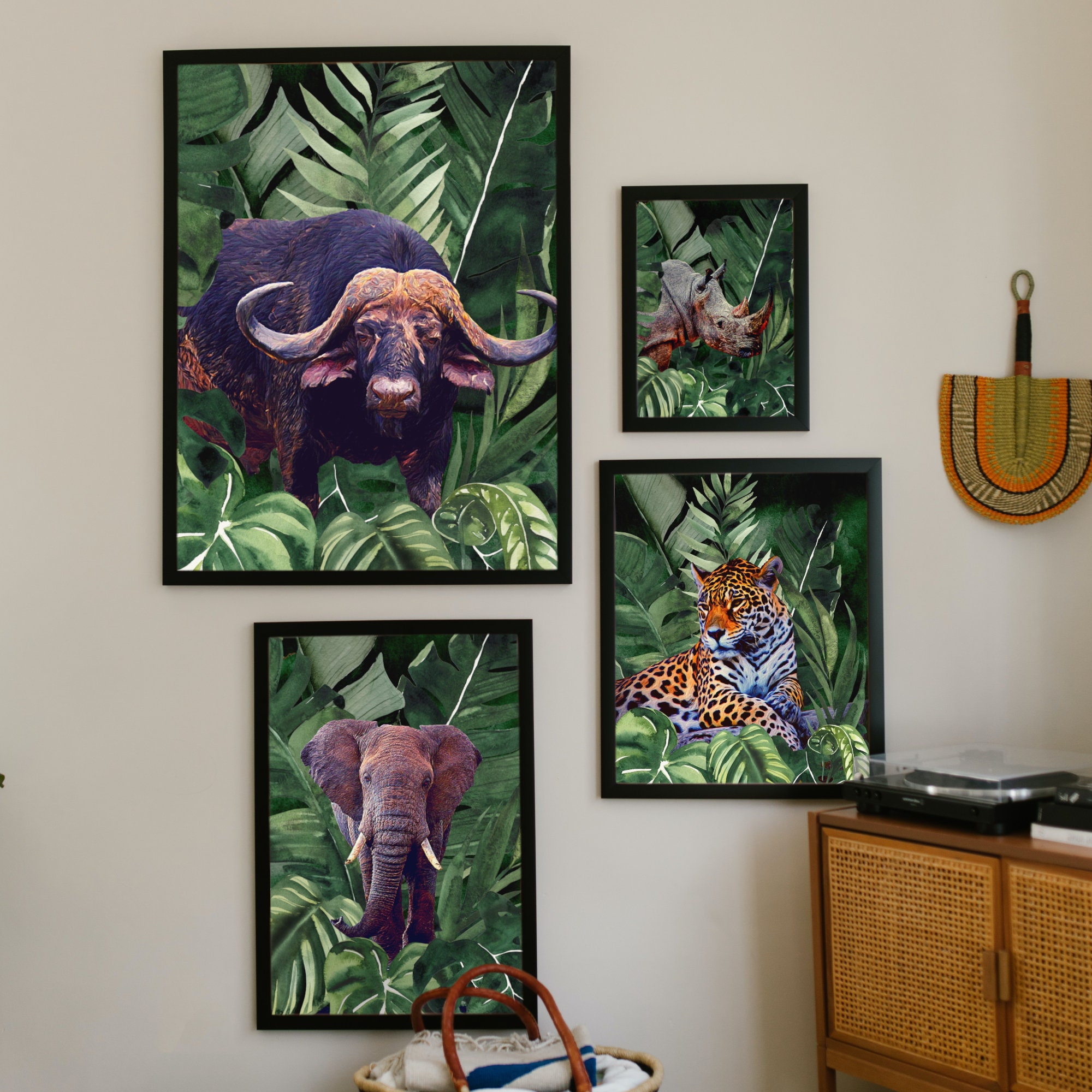 Big Five as Printable Posters, Set of 5 Prints for Urban Jungle, Great ...