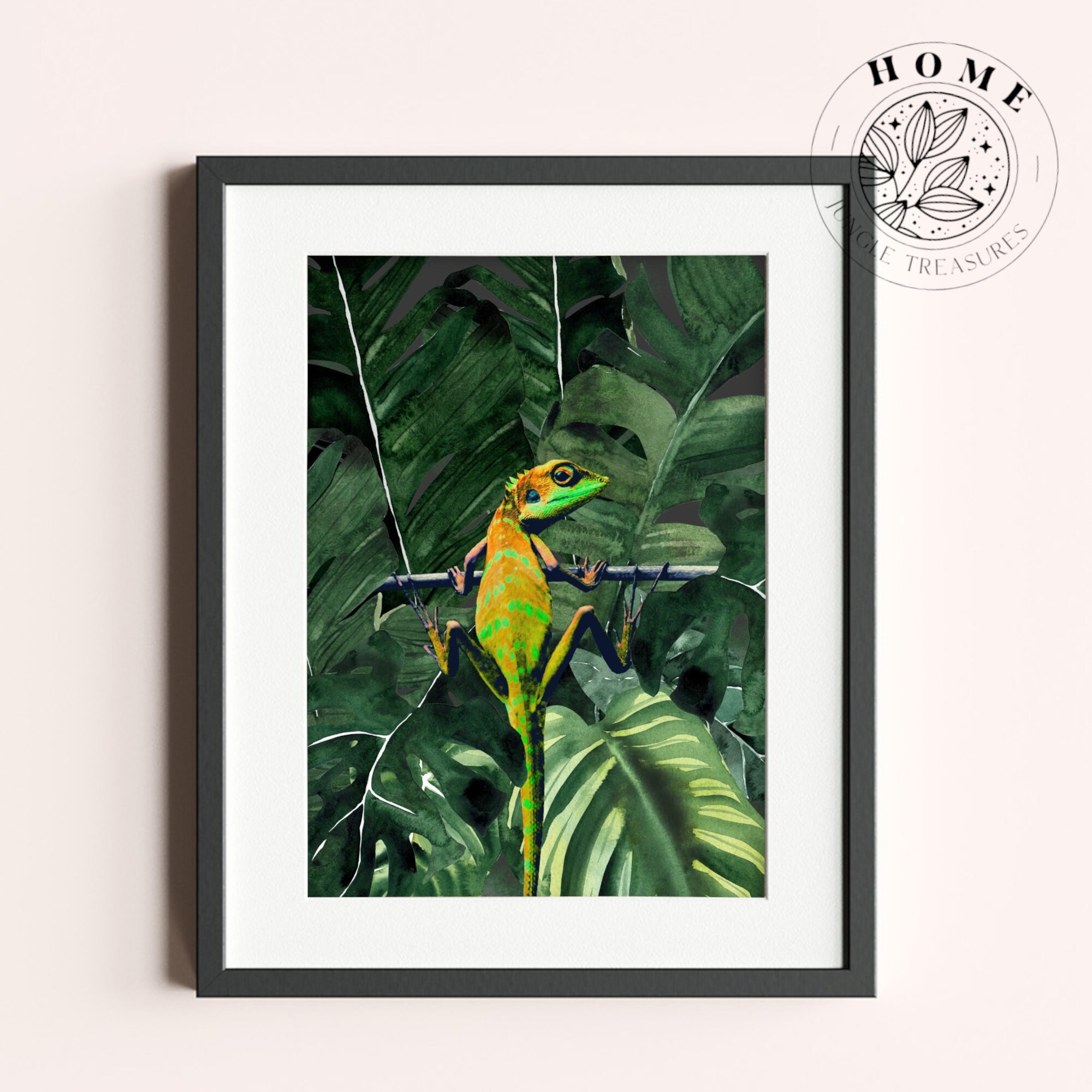 Lizard Painting Printable Poster Tropical Gecko Art Print Urban Jungle ...