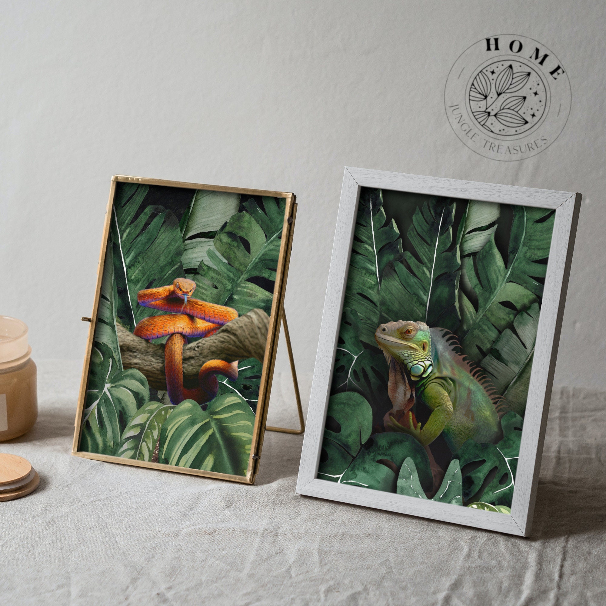 Poster "rainforest Iguana", Jungle Artwork for Boho Living Room ...