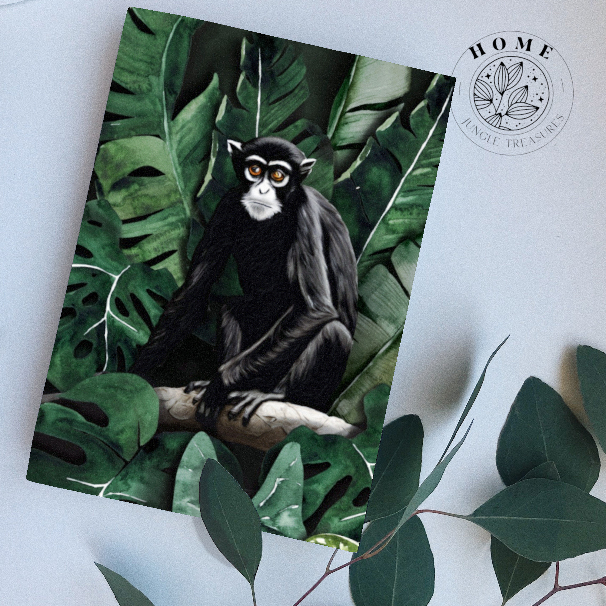 Spider Monkey Painting Printable Poster or Postcard, Tropical Art Print ...