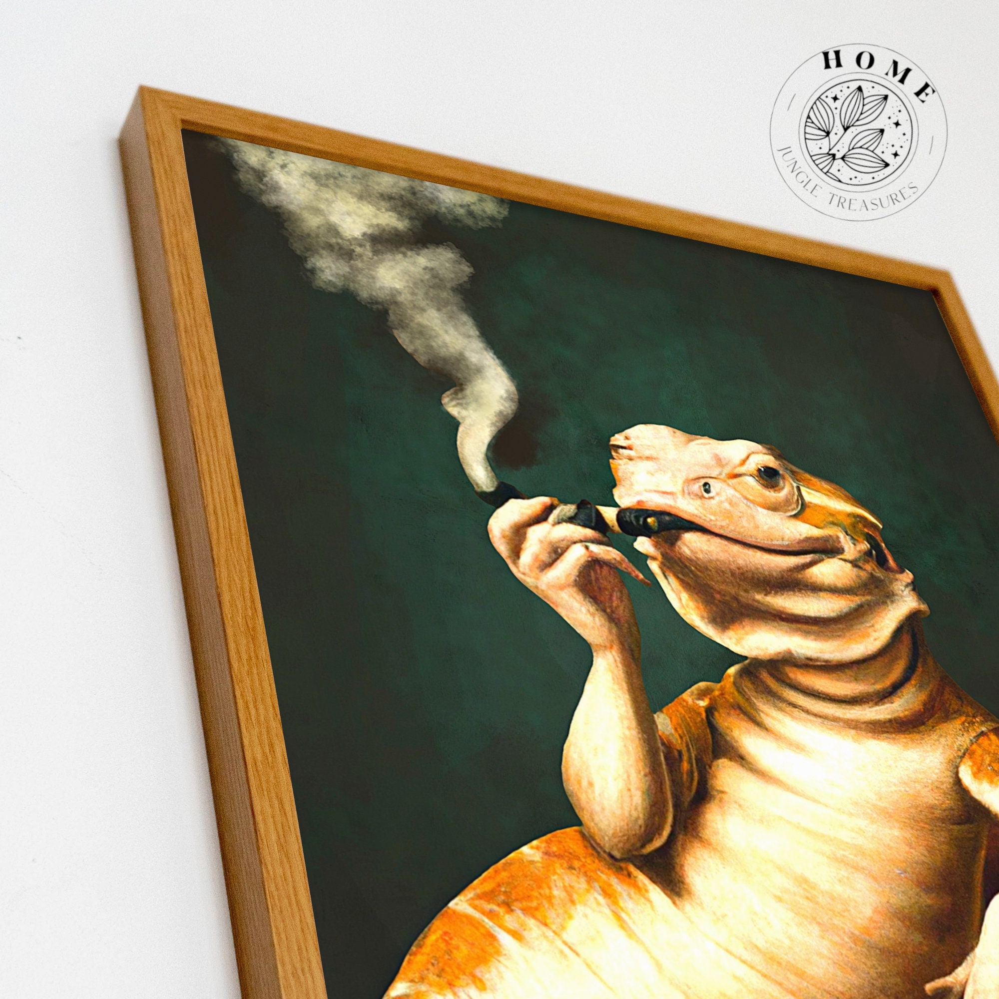 Smoking Lizard Painting Printable Poster, Funny Tropical Reptile Print ...
