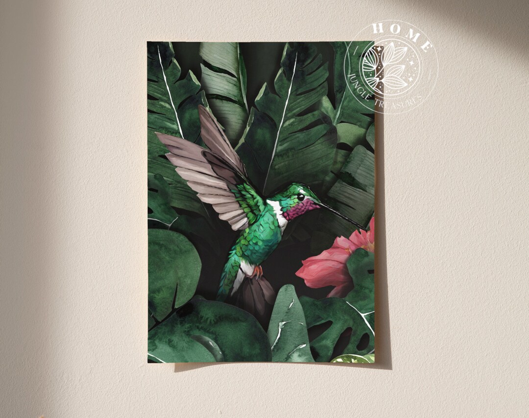Poster "hummingbird", Rainforest Artwork for Boho Living Room, Perfect ...