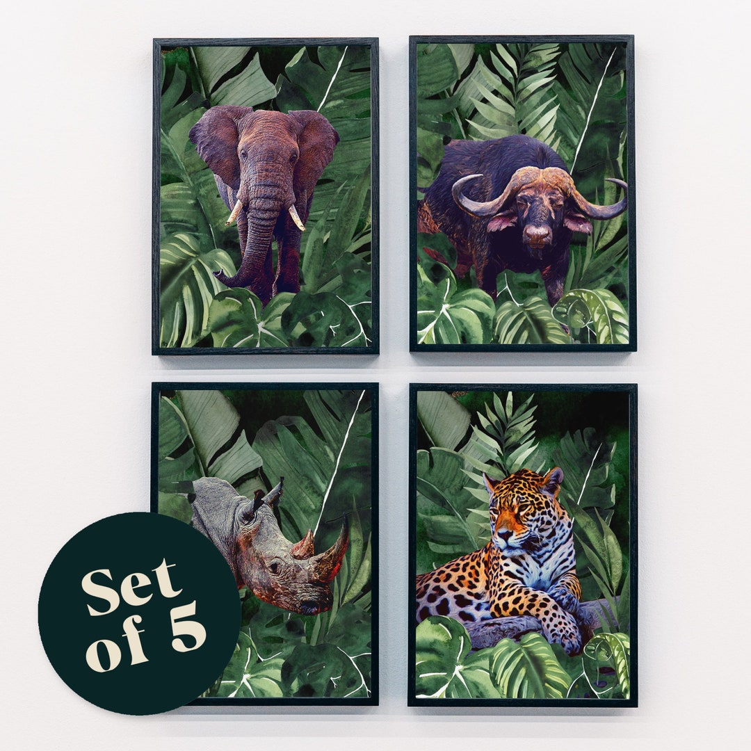 Big Five as Printable Posters, Set of 5 Prints for Urban Jungle, Great ...