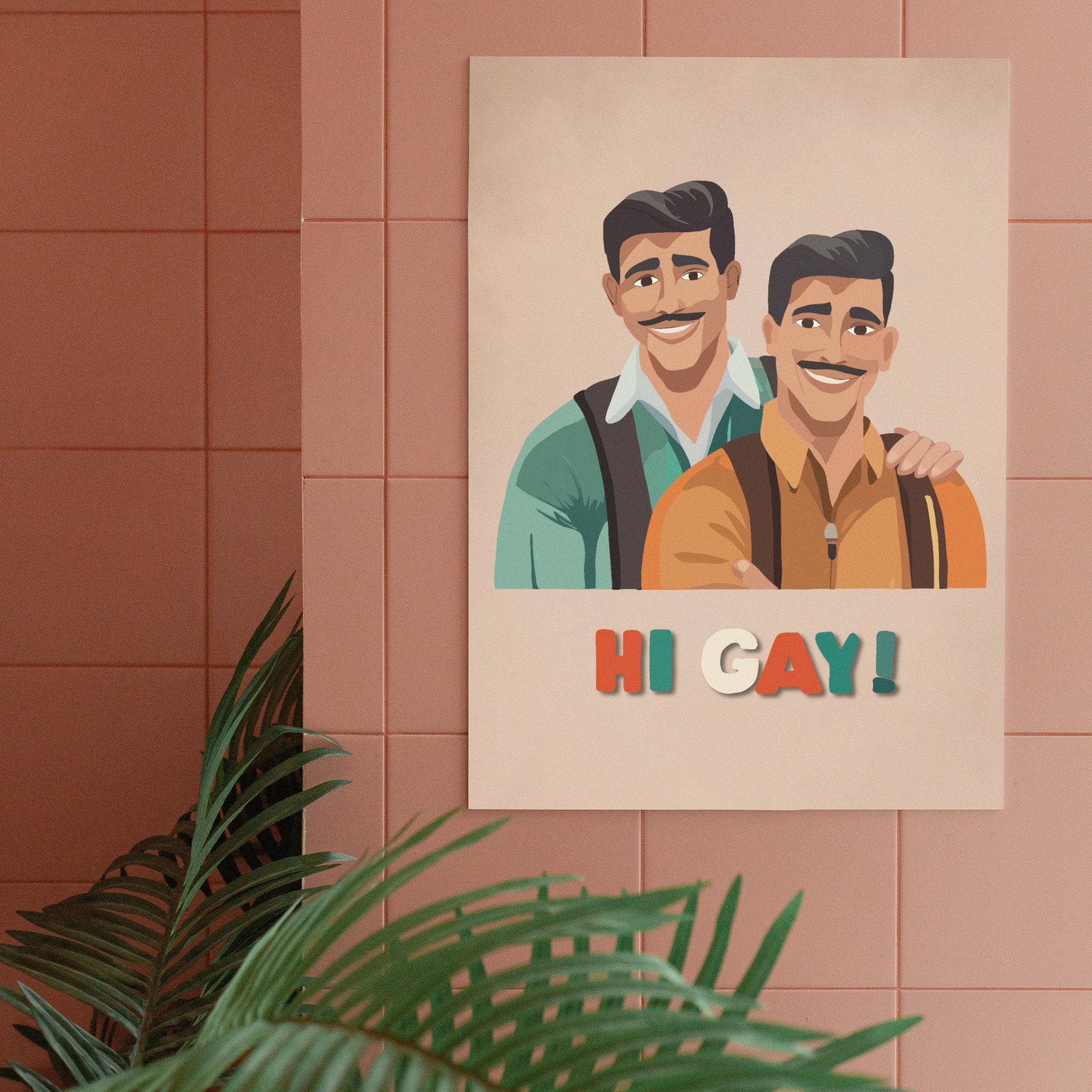 Art Print "hi Gay", Colorful and Fun Gay Art, DIY Digital Art Poster or ...