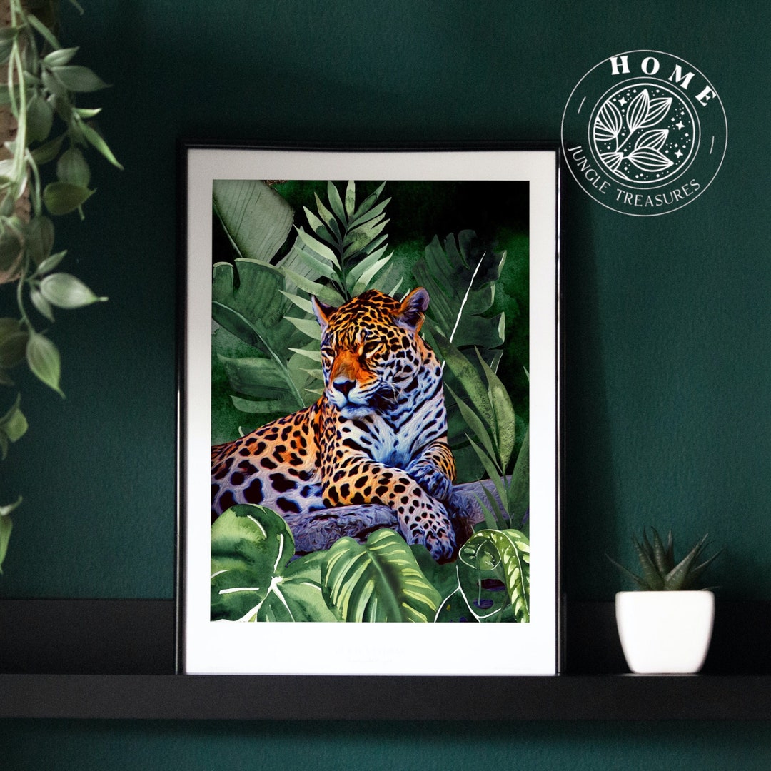 Jaguar Painting Print Wild Cat Digital Print Leopard Poster Jungle ...