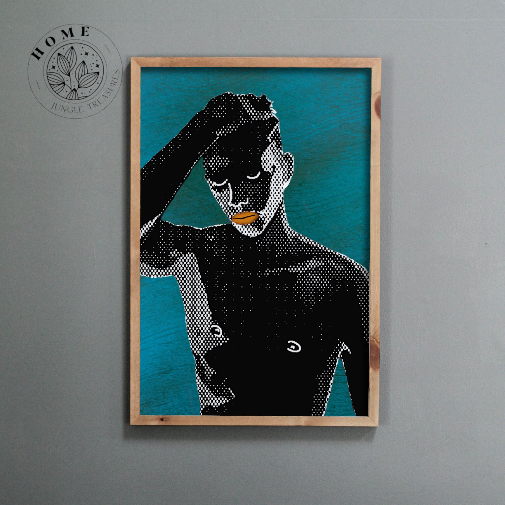 Abstract Male Body Art Blue Male Poster Digital Wall Art Nude Male ...