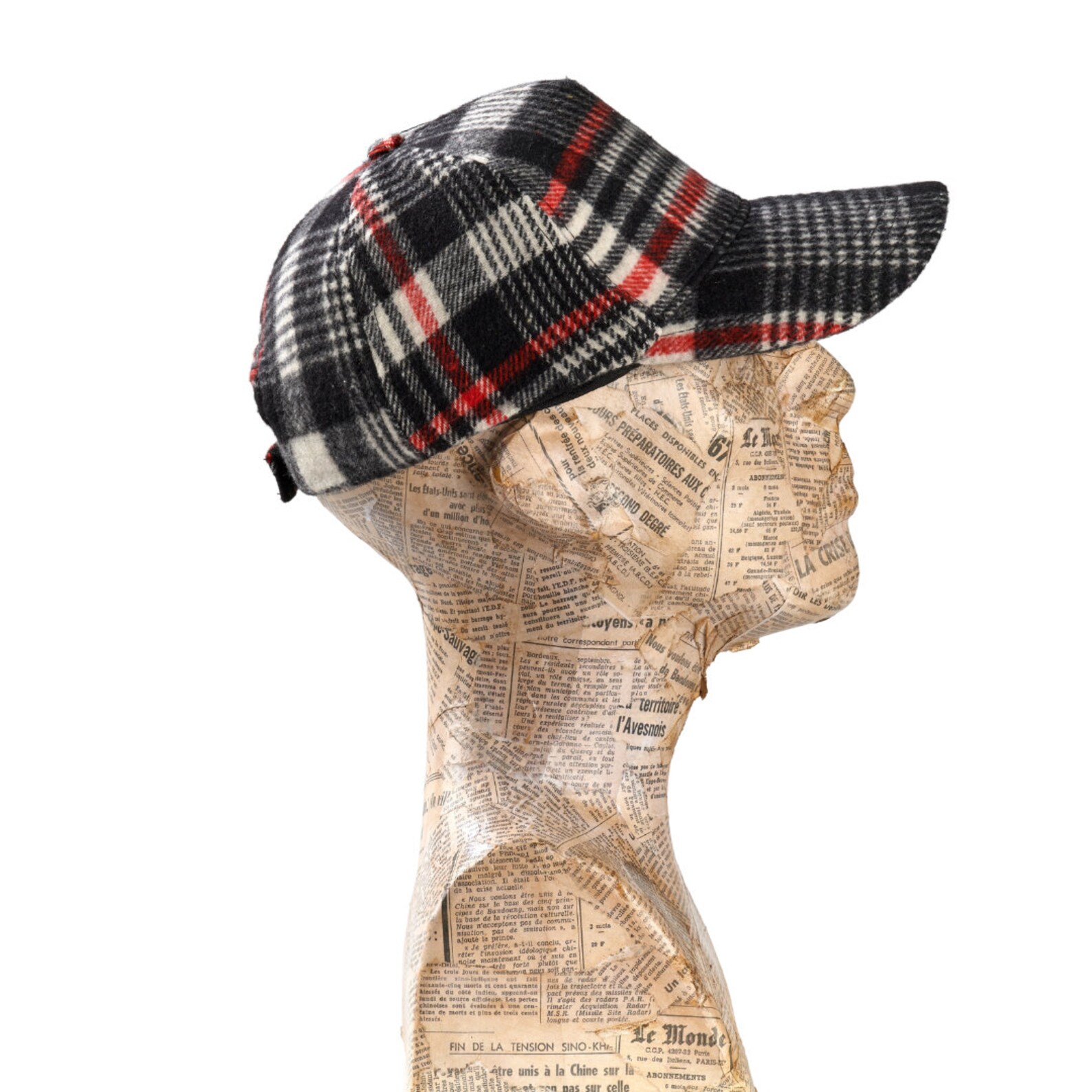 Black-white Plaid Wool Baseball Capadjustable Wool Capwool - Etsy