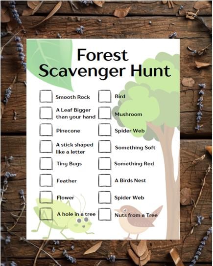 Forest Scavenger Hunt Printable - Outdoor Adventure Kids Learning for ...
