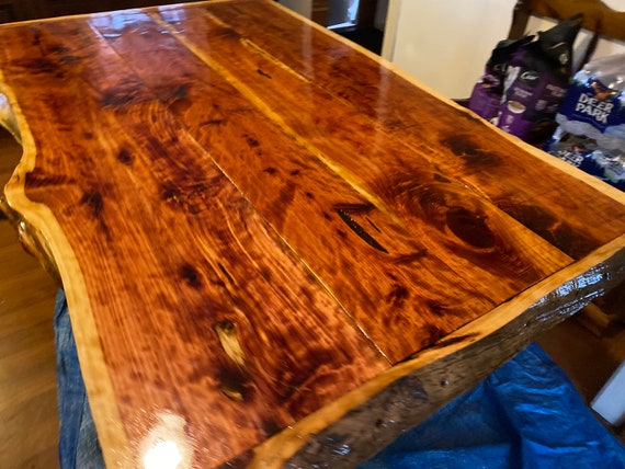 Cedar Table With LIVE EDGE Custom Cedarpatchfurniture | Etsy