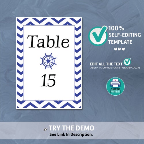 Printable Table Numbers Nautical Table Numbers Instant - Etsy