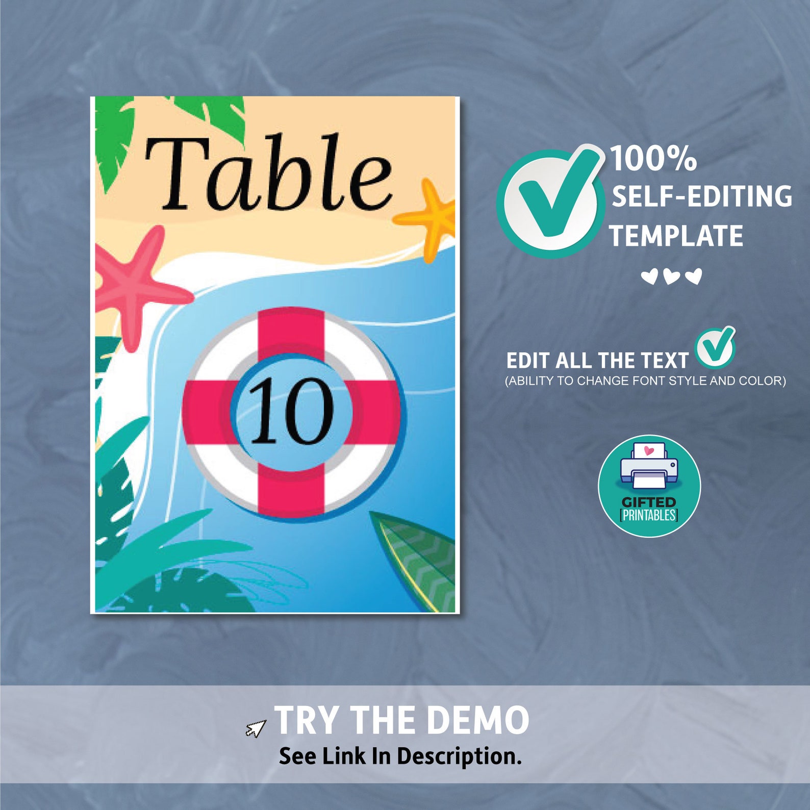 Tropical Themed Wedding Table Numbers Table Number Template - Etsy