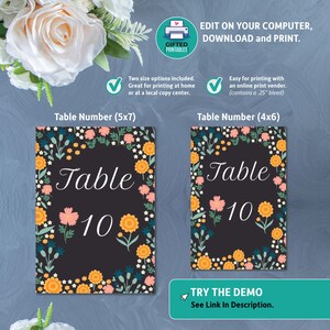 Boho Themed Wedding Table Numbers Table Number Template | Etsy