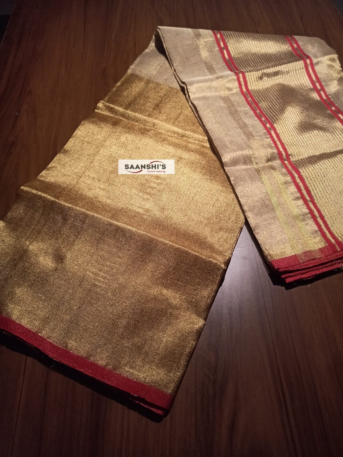 RED Selvedge Pure Handloom Tissue Saree - Etsy