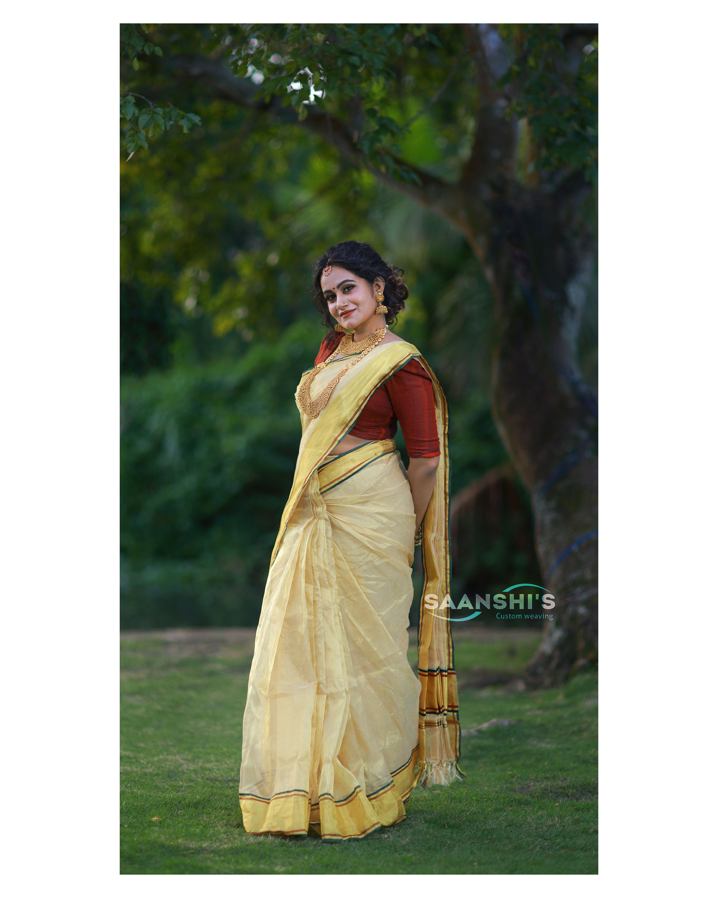 Saranya- Full Jari Weaved Tissue Kasavu Saree - Etsy
