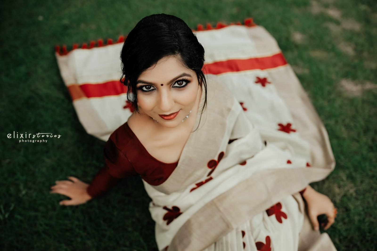 Maroon Applique Kasavu Tissue Saree - Etsy