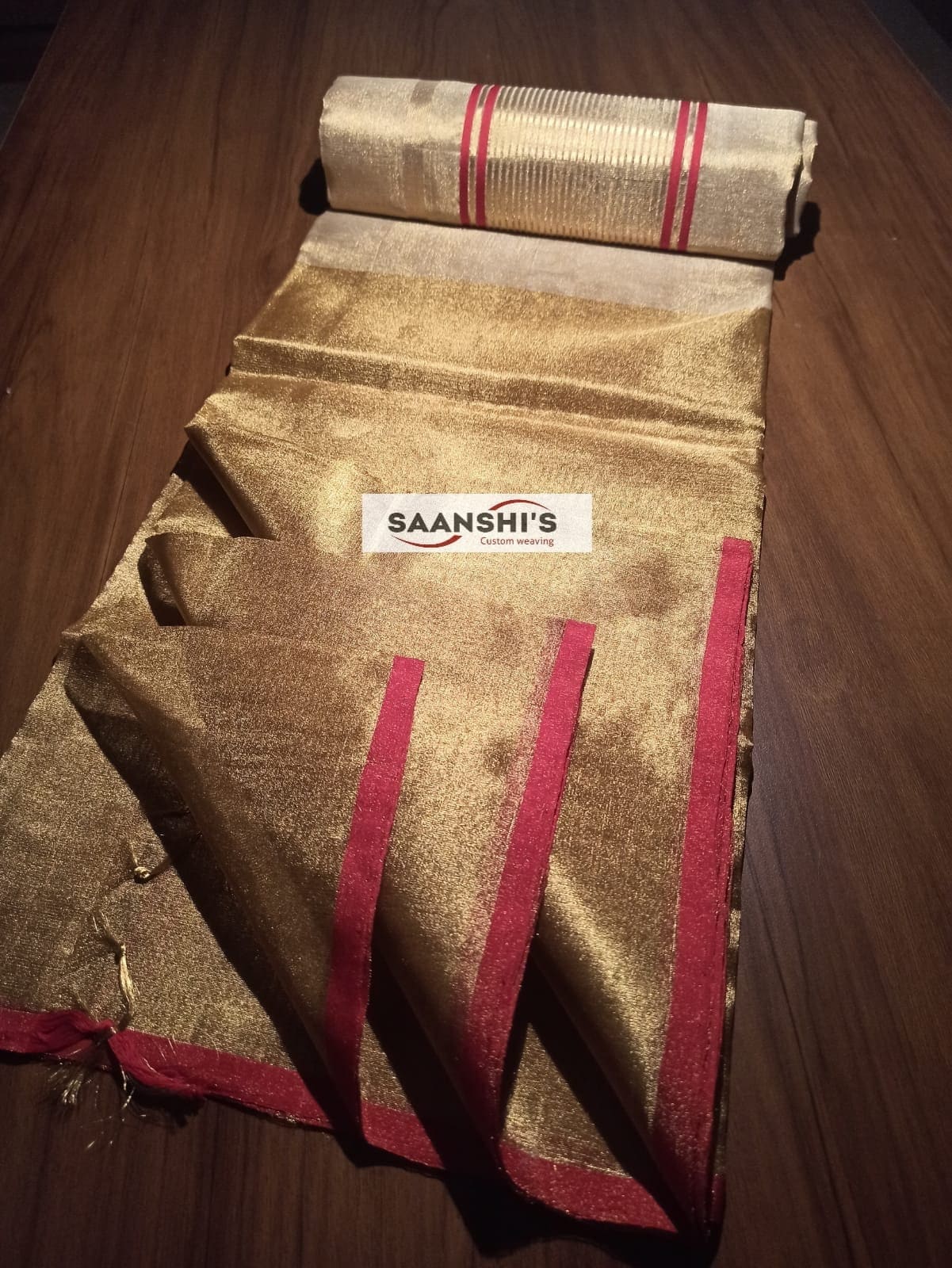 RED Selvedge Pure Handloom Tissue Saree - Etsy