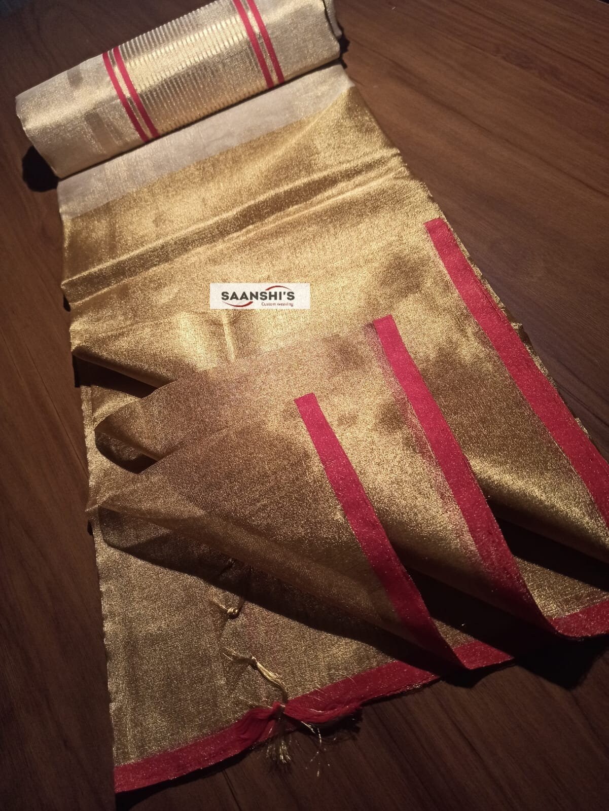 RED Selvedge Pure Handloom Tissue Saree - Etsy