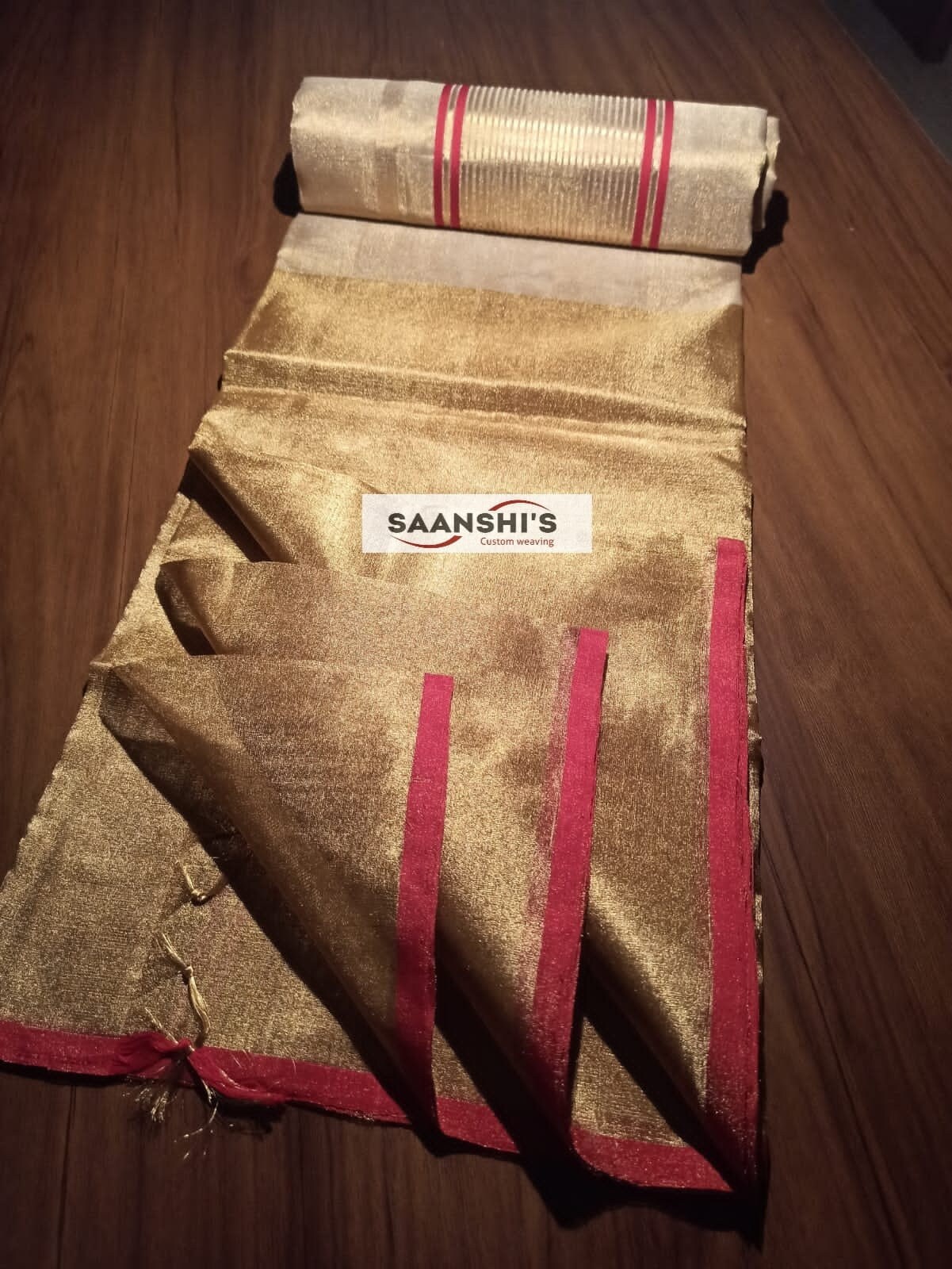 RED Selvedge Pure Handloom Tissue Saree - Etsy