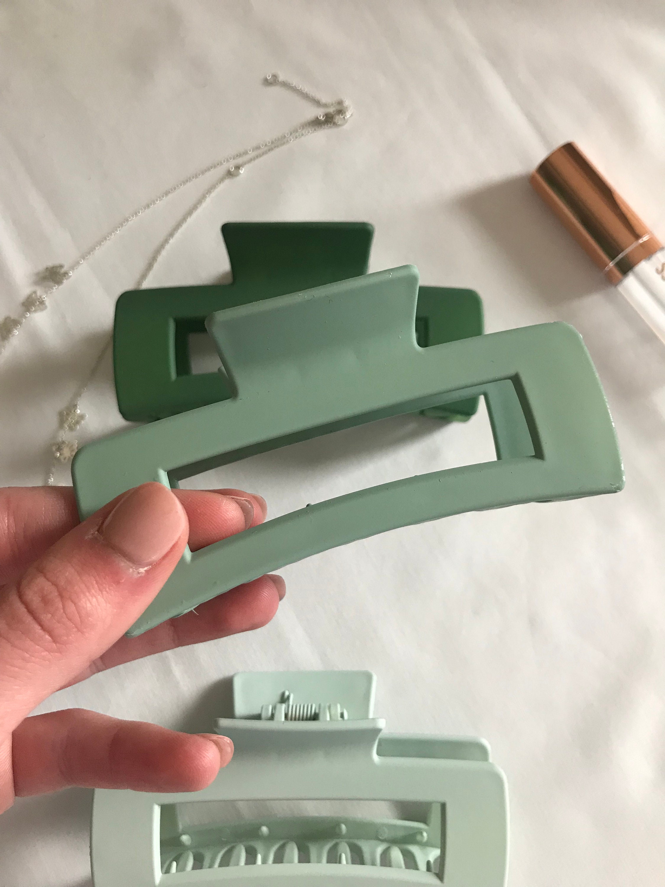 Large Matte Rectangular Claw Clips Green, Blue Hair Claws - Etsy