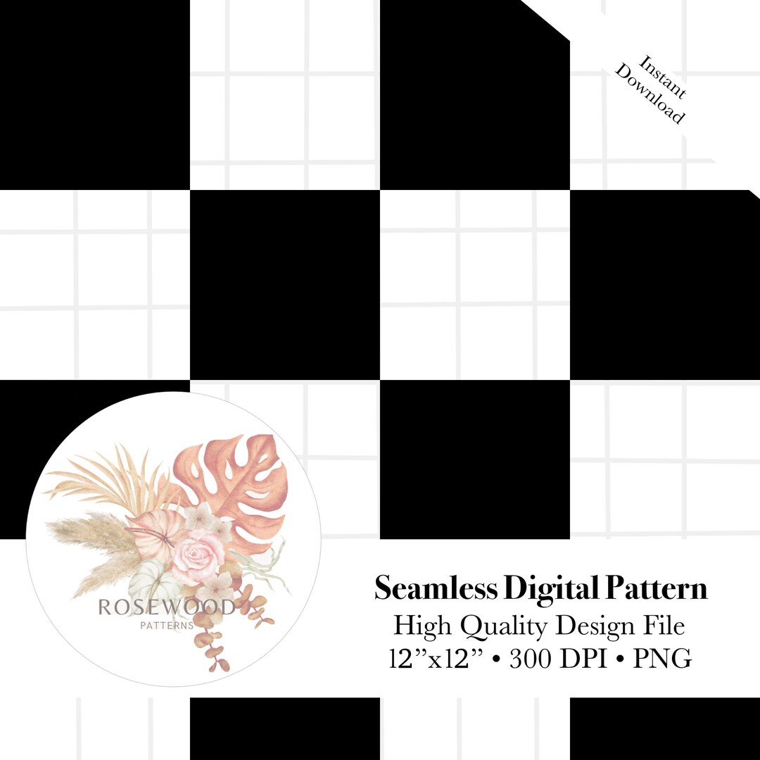 Checkerboard Seamless Pattern | Black and White Digital Paper | Classic ...