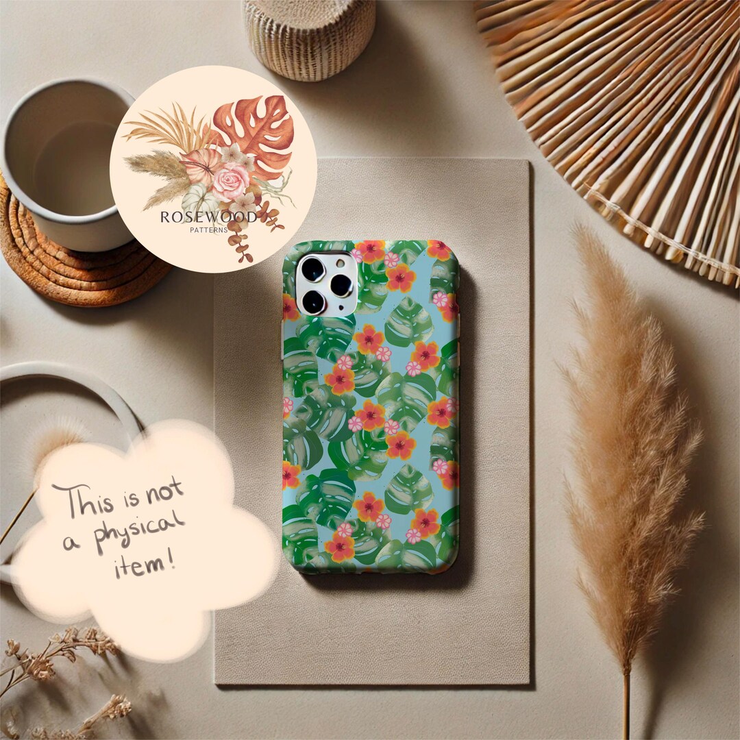 Tropical Seamless Pattern, Monstera Leaf and Hibiscus Digital Paper ...