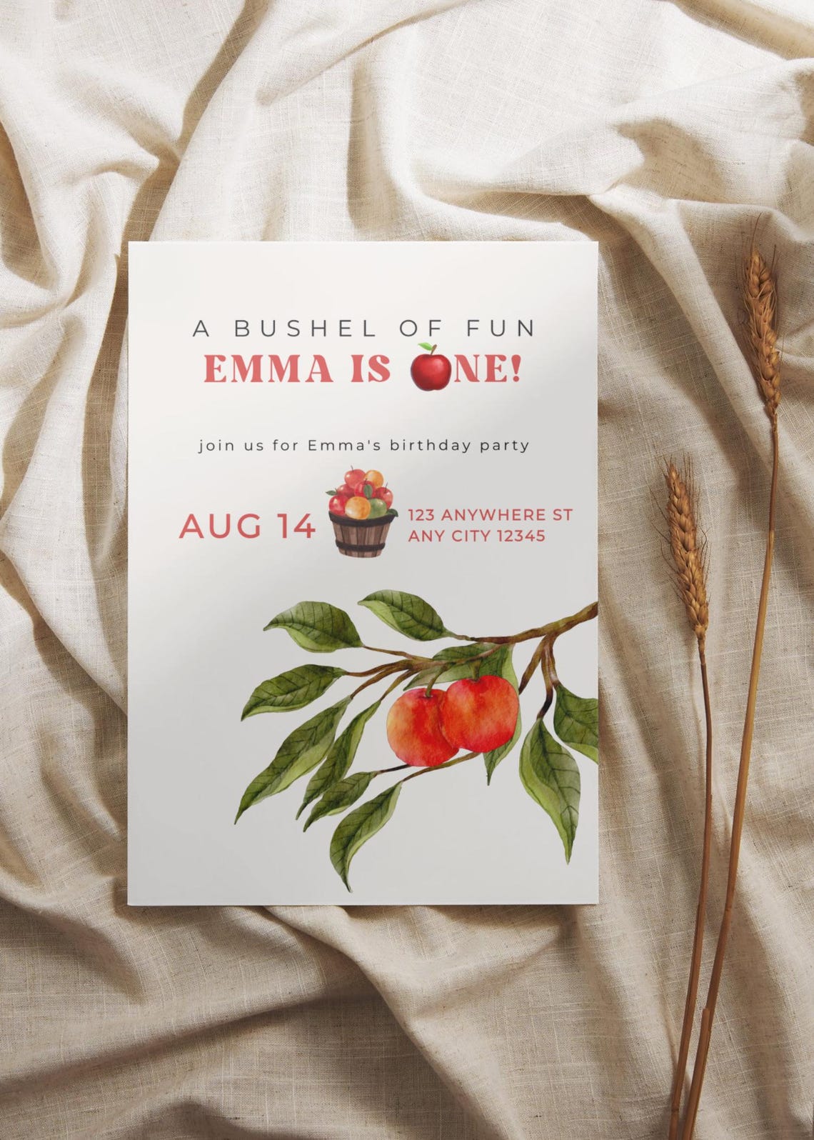 A Bushel of Fun Birthday Invitation DIGITAL TEMPLATE - Etsy