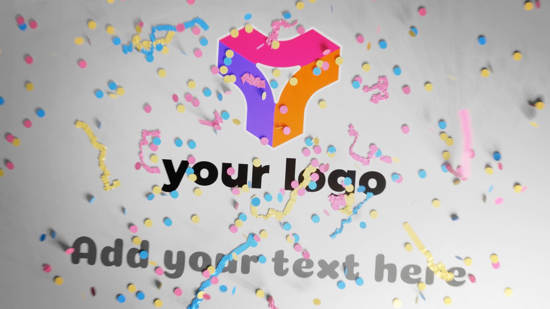 Confetti Logo Stinger Animation Customizable Chips Colors, Text Color ...
