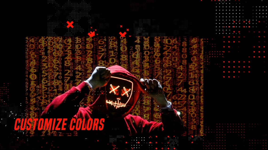 Hacker Crosses Glitch Text Intro Animation With Custom Image and Colors ...