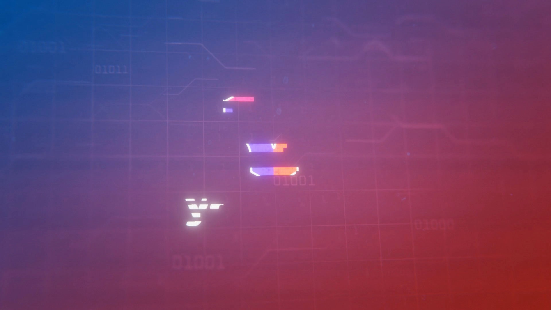 Technology Gradient Logo With Glitch Effect Tech Grid as a Background ...