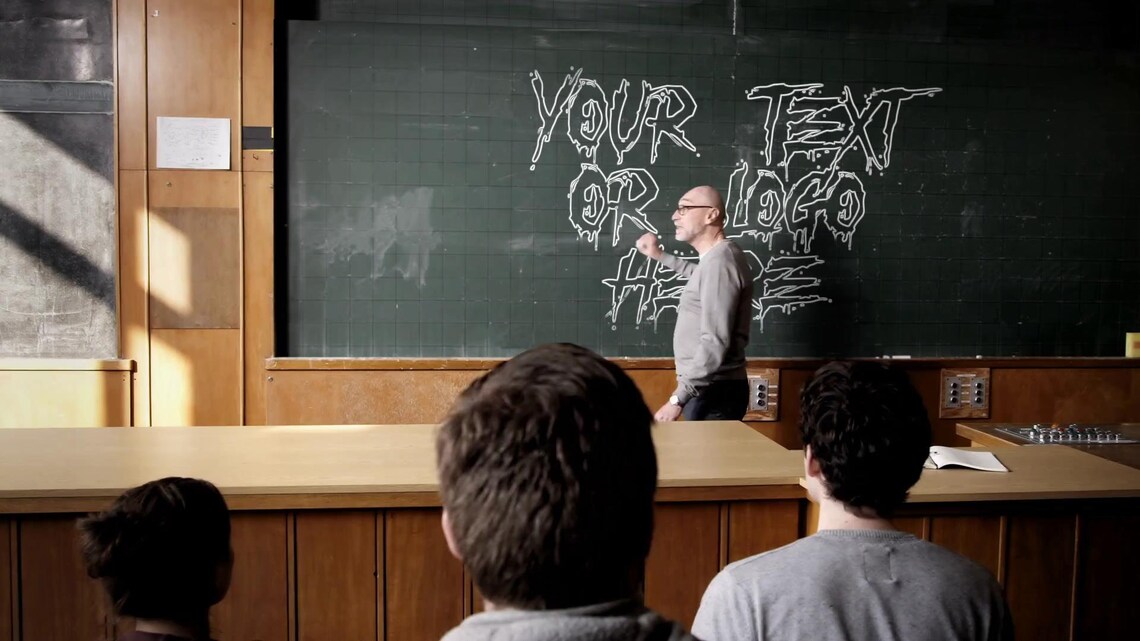 Custom Live-action Mockup: Professor Explaining on Blackboard ...