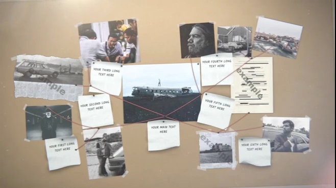 Channel Intro Investigation Board Animation With 7 Sticky Notes Texts ...