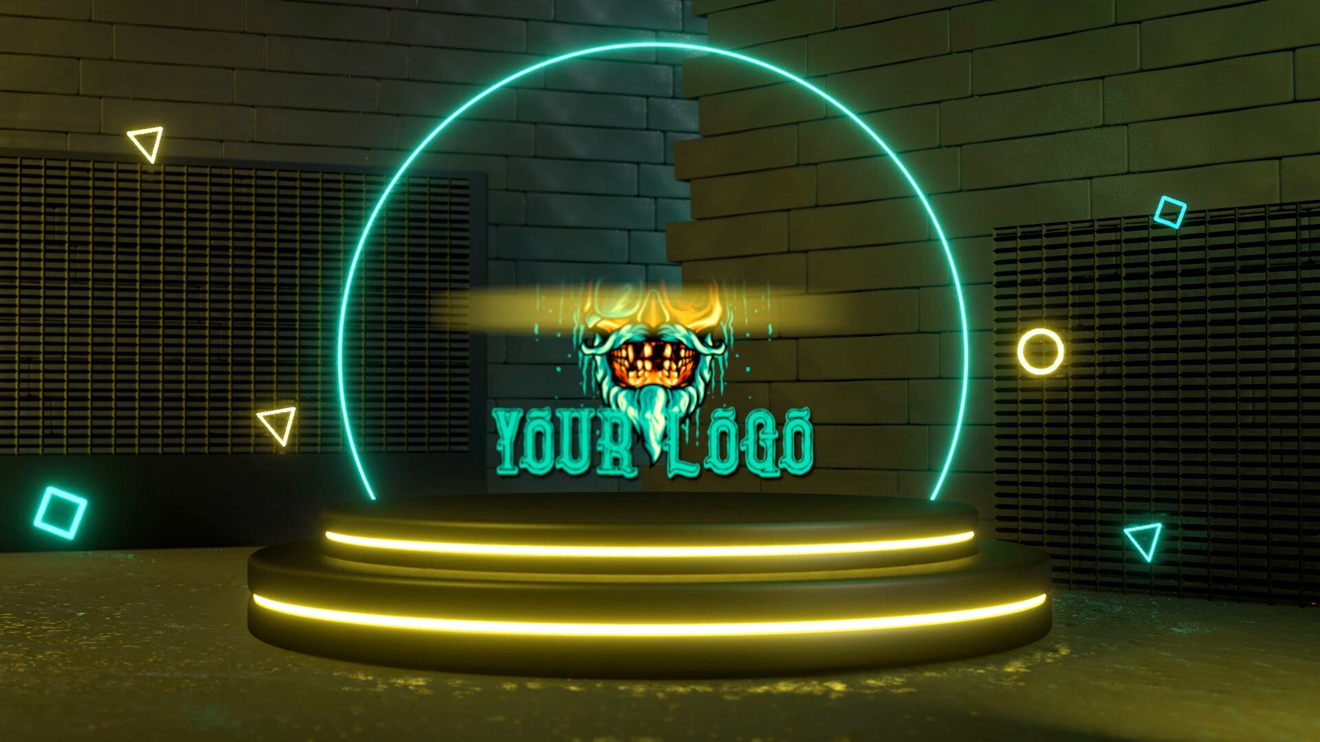 Neon Podium Glowing Shapes Logo - Customizable Neon Colors With Sound ...